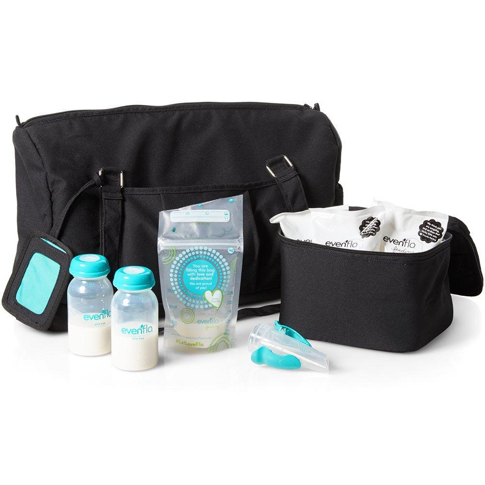 Bolsa De Accesorios De Bombeo Evenflo Feeding Negra Con Botellas Y ...