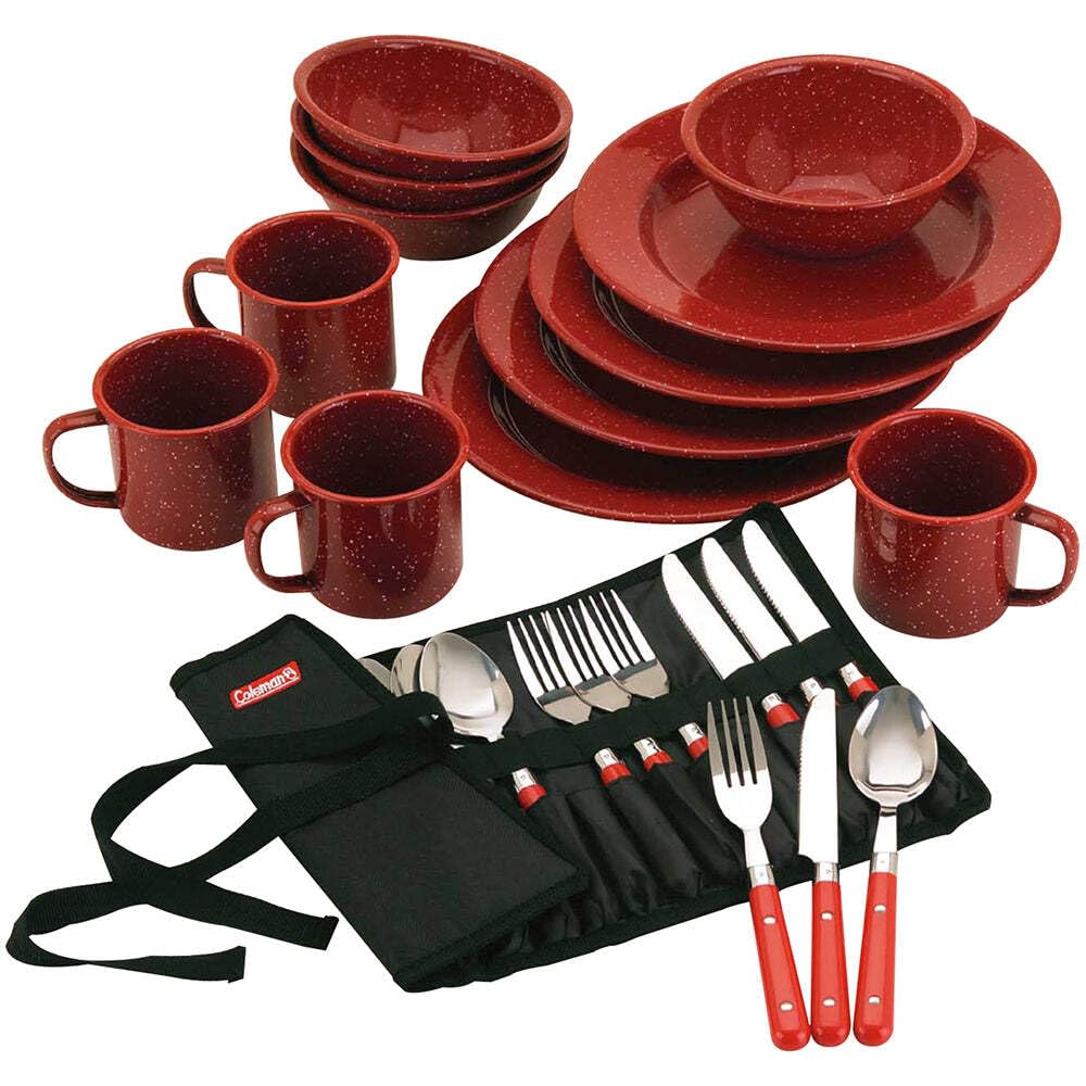Set De Cocina Coleman, 24 Piezas, Esmaltado Moteado, Color Rojo - Venta ...