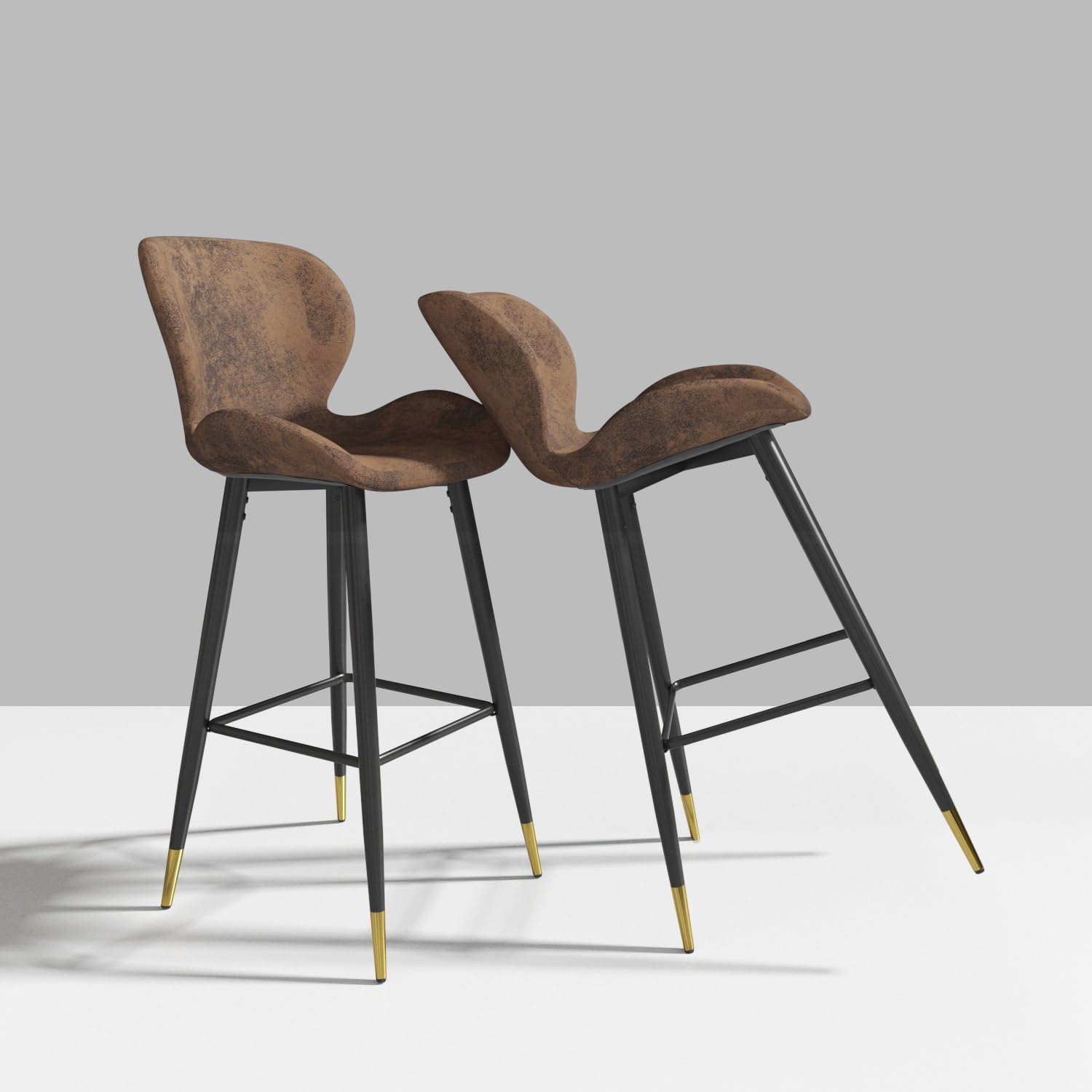 Set De 2 Taburetes De Bar Furniturer Julian Marrón 48 X 40 X 101 Cm ...