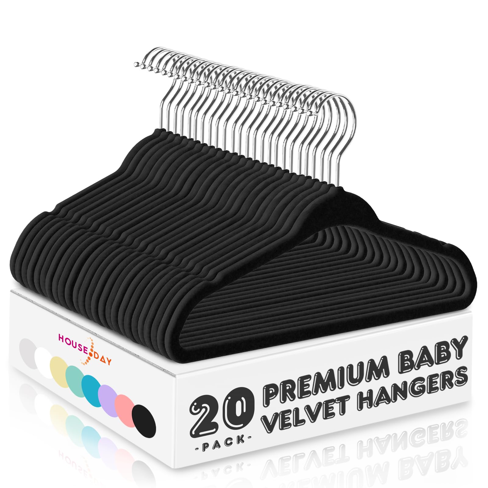 Perchas Para Bebés House Day De Terciopelo Negro De 28 Cm Paquete De 20 ...