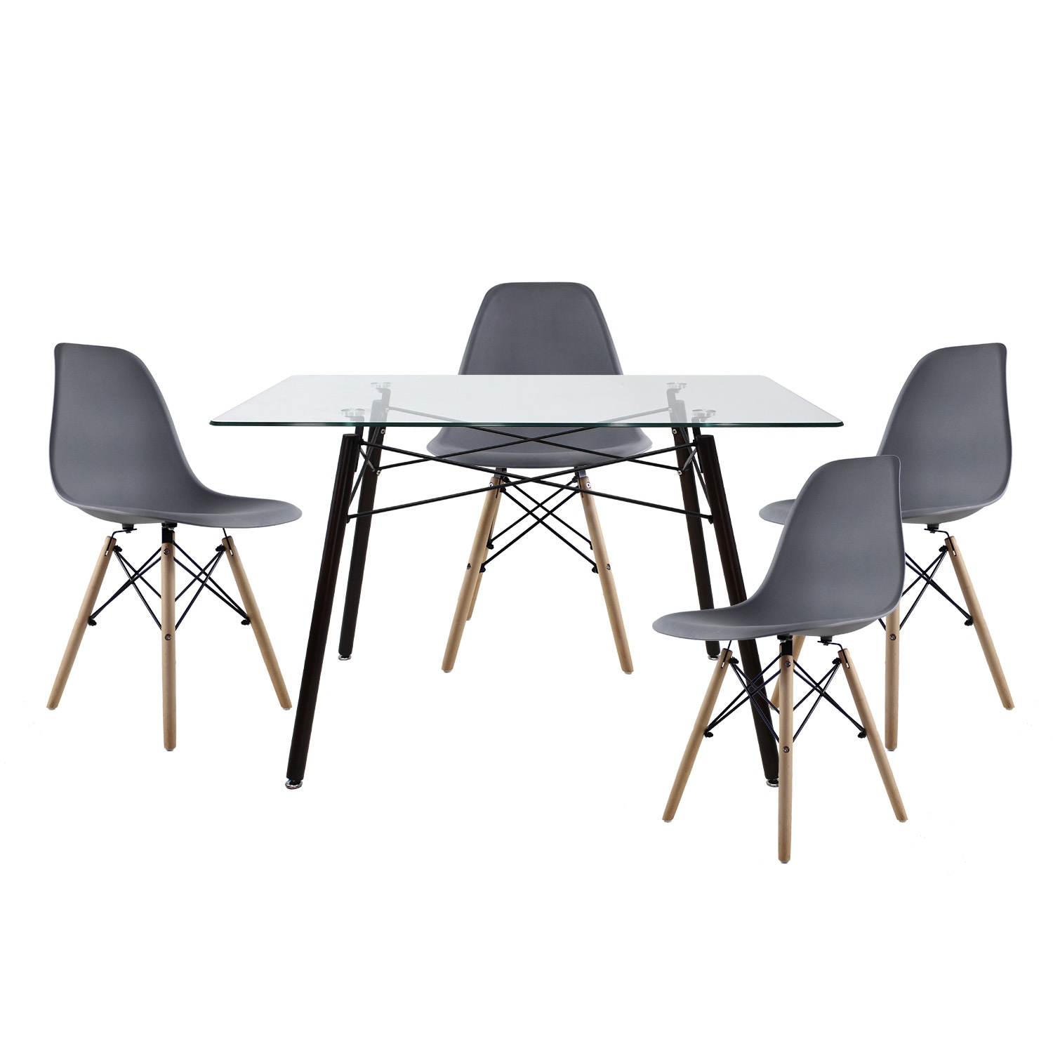 Comedor Rectangular Mundo In T5N Oslo Mesa de Cristal 4 Personas Gris ...