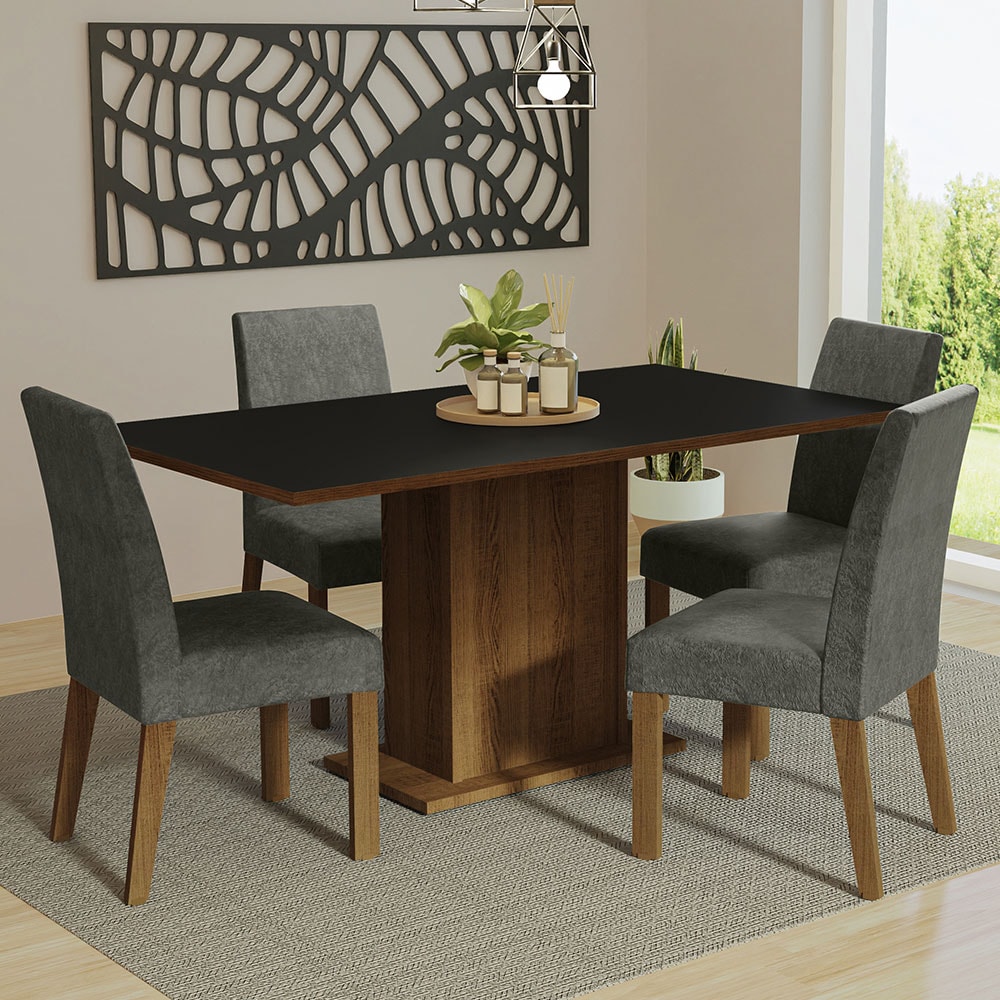 Comedor Madesa Keila con 4 Sillas Grises | Coppel.com