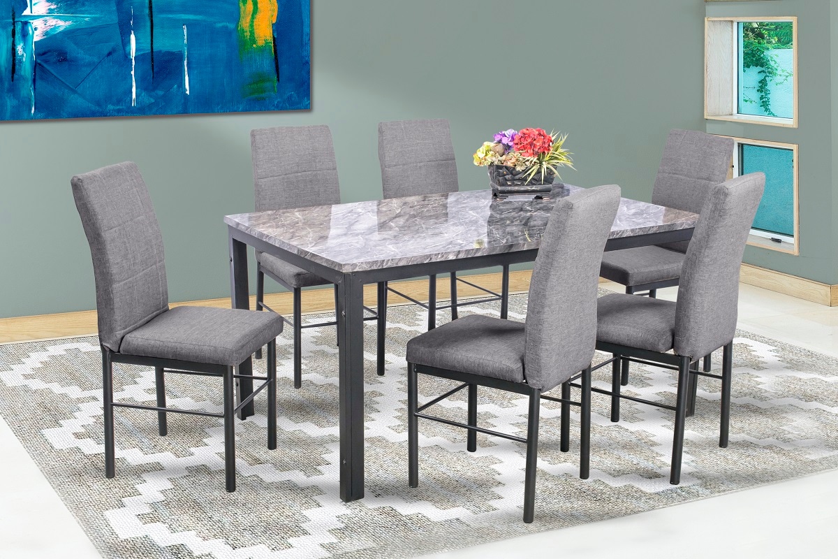Comedor Mobilkraft Adra Gris 6 Sillas Tubular | Coppel.com