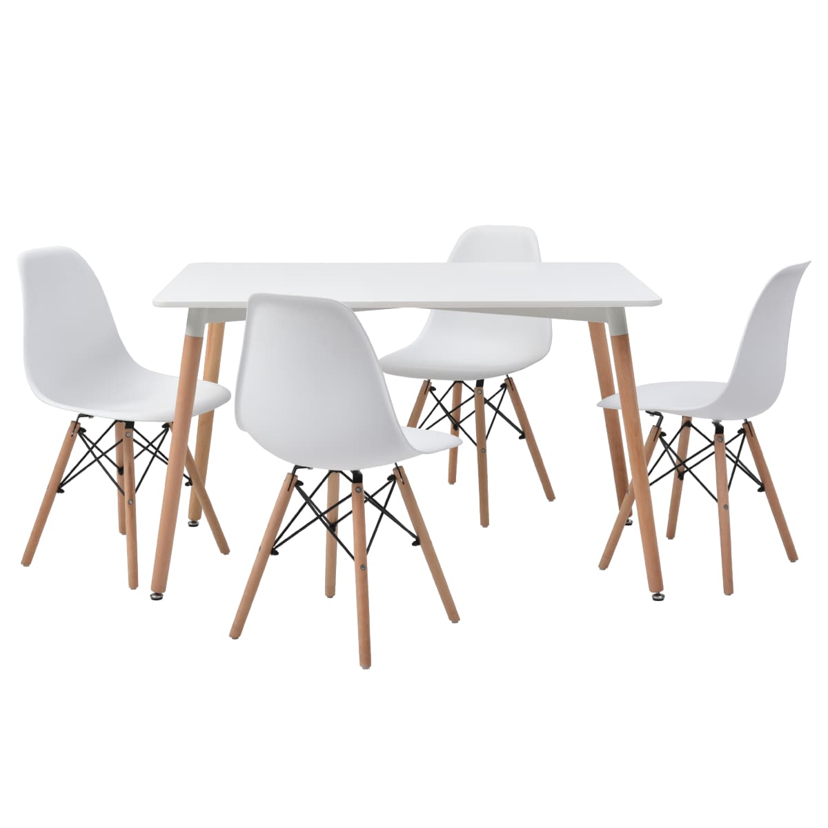 Comedor Completo Blanco Con 4 Sillas Con Patas De Madera Y Soporte ...