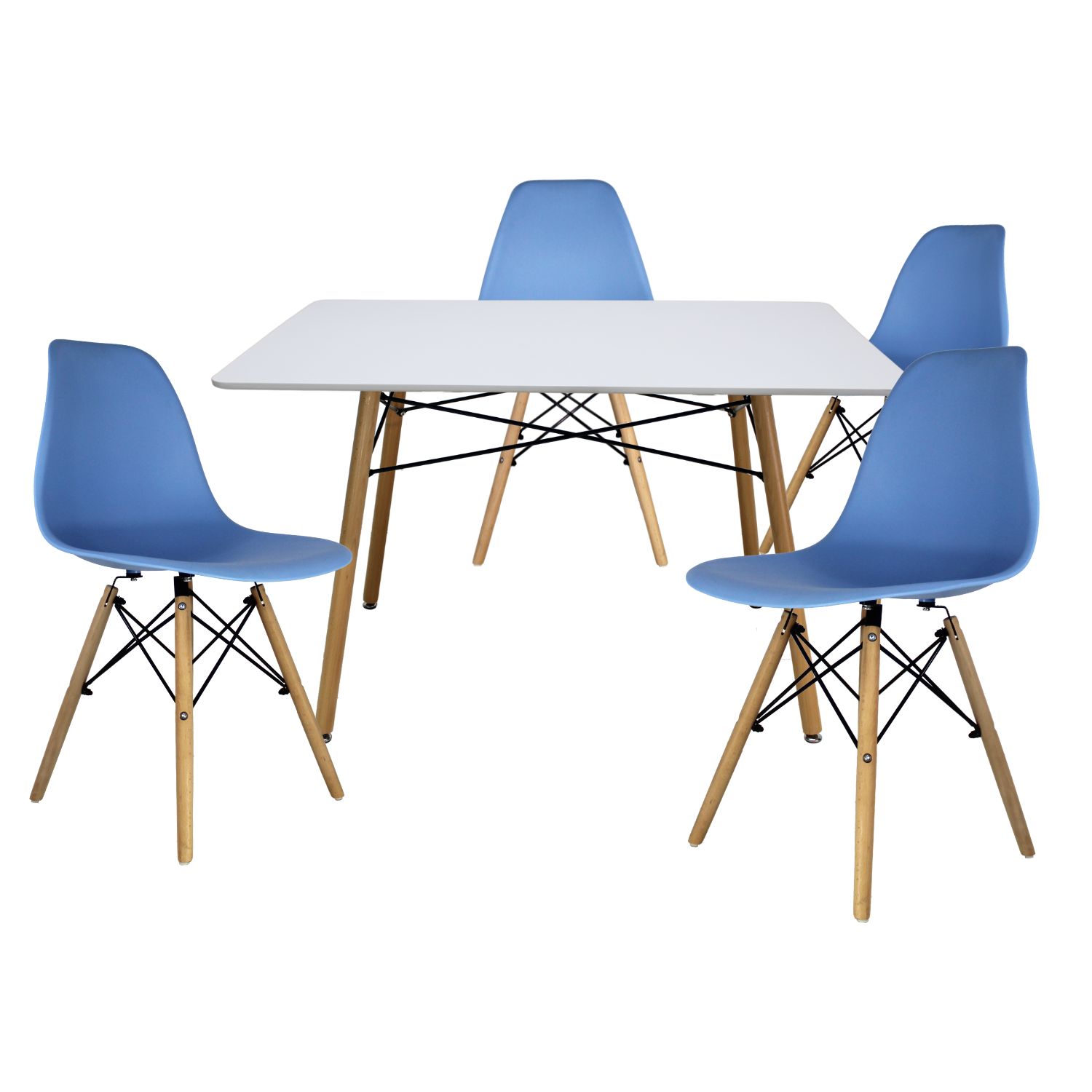 Comedor Oslo Rectangular Blanco Para 4 Personas Sillas Oslo Azul | Coppel.com