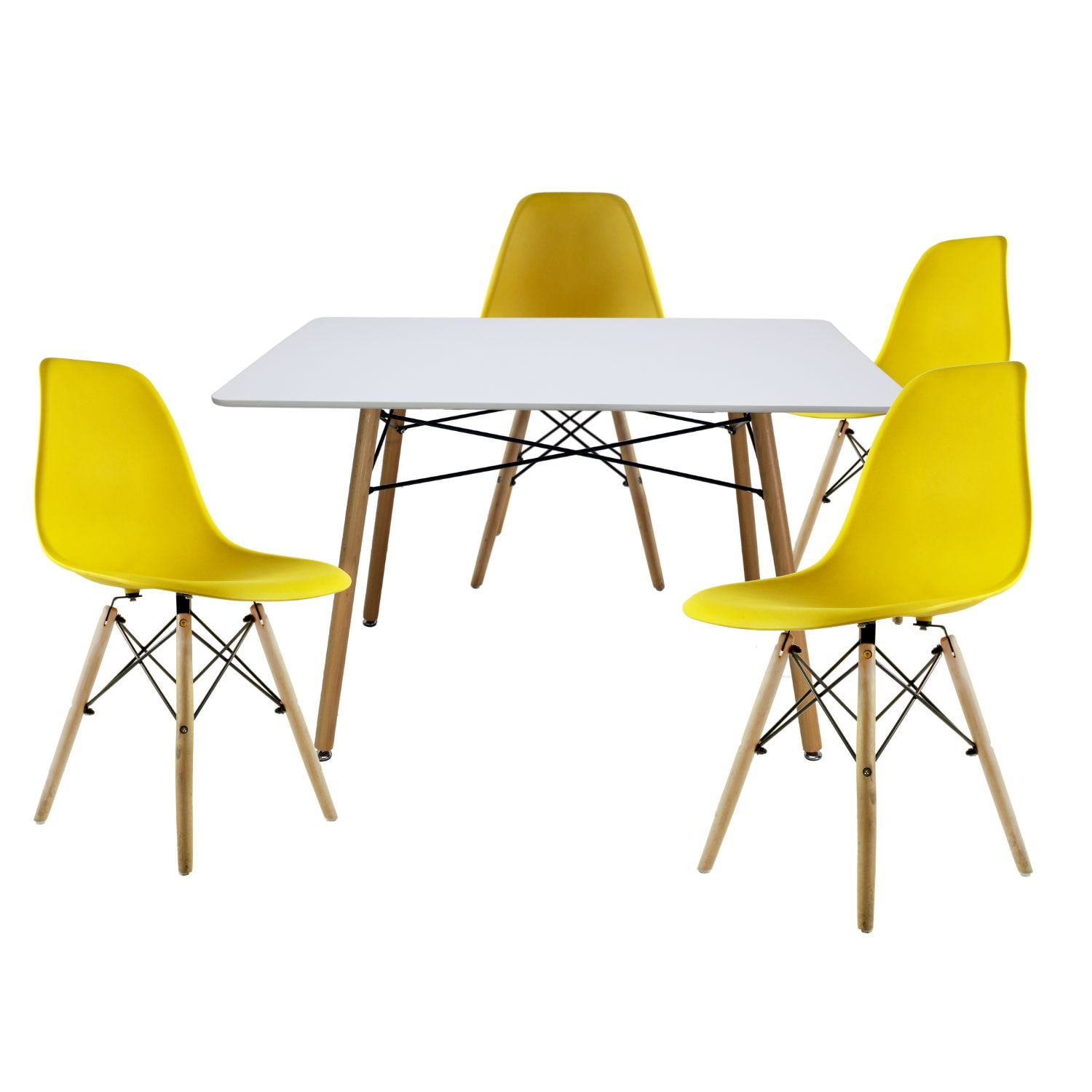 Comedor Oslo Rectangular Blanco Para 4 Personas Sillas Oslo Amarillas ...