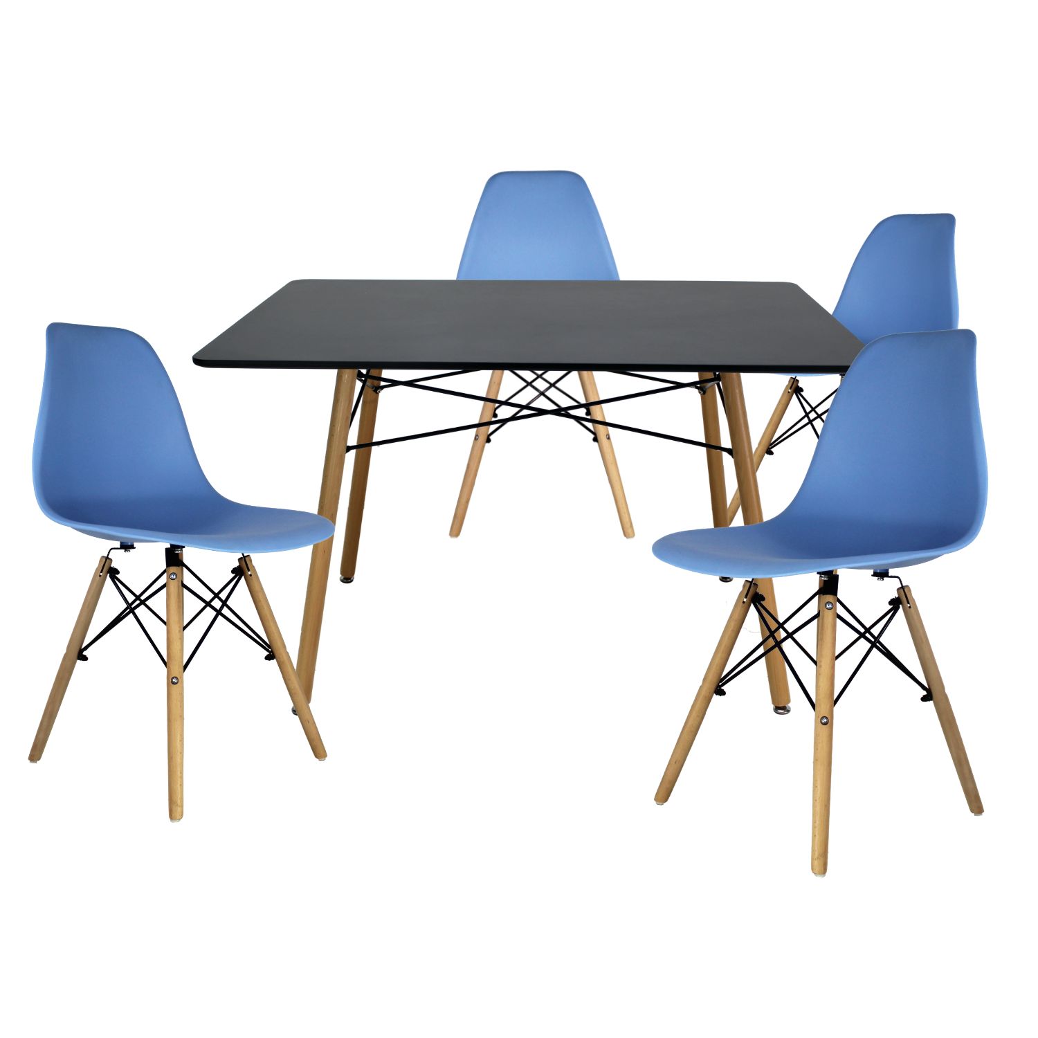 Comedor Oslo Rectangular Negro Para 4 Personas Sillas Oslo Azul ...