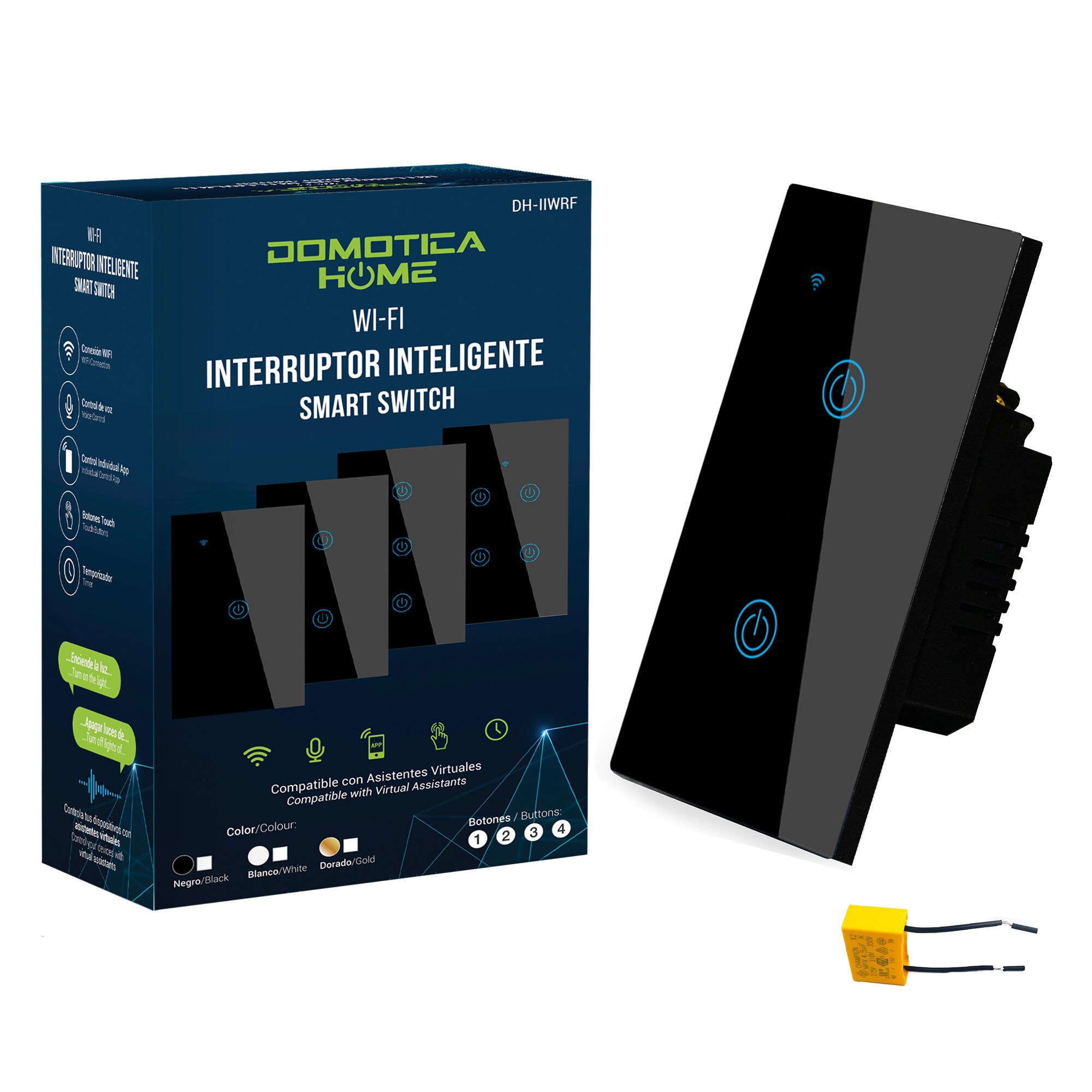 Apagador Wifi Touch 2 Botónes: Voz con Alexa Google Home Instalación ...