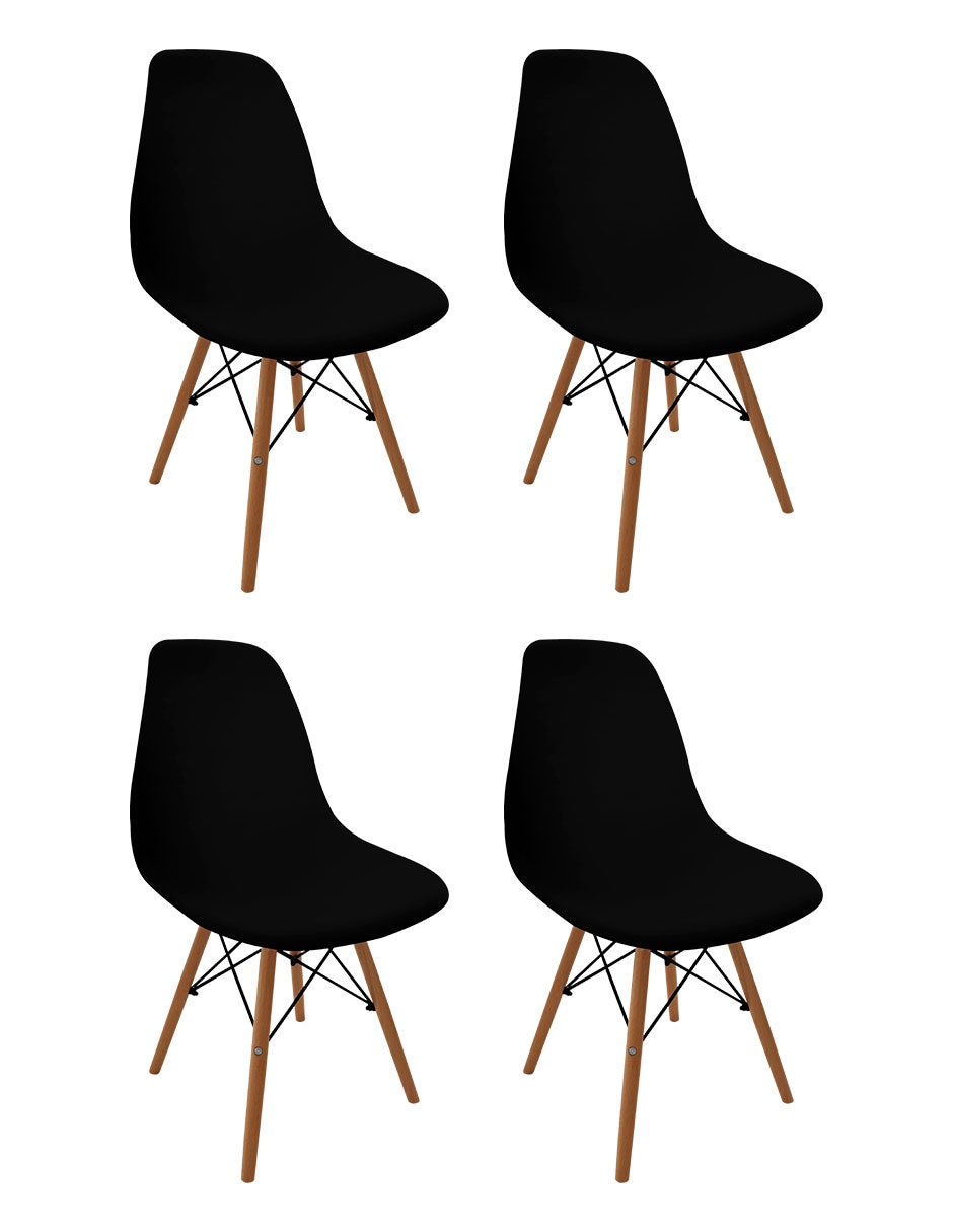 Set de Sillas Linium Eames Negras 4 Piezas | Coppel.com