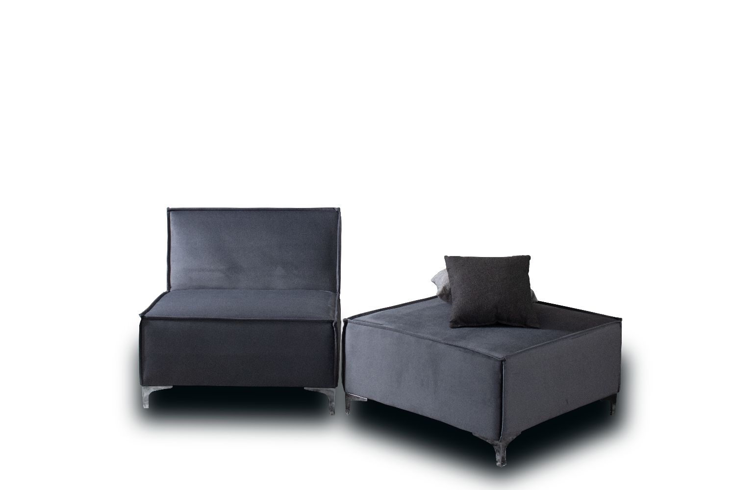 Sofa Cama M &e Muebles Fernanda Gris Individual Con Taburete 3 ...