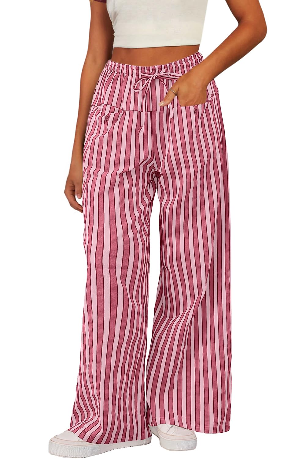 Pantalones Acelit Para Mujer, Casuales, A Rayas, Color Rosa - Venta ...