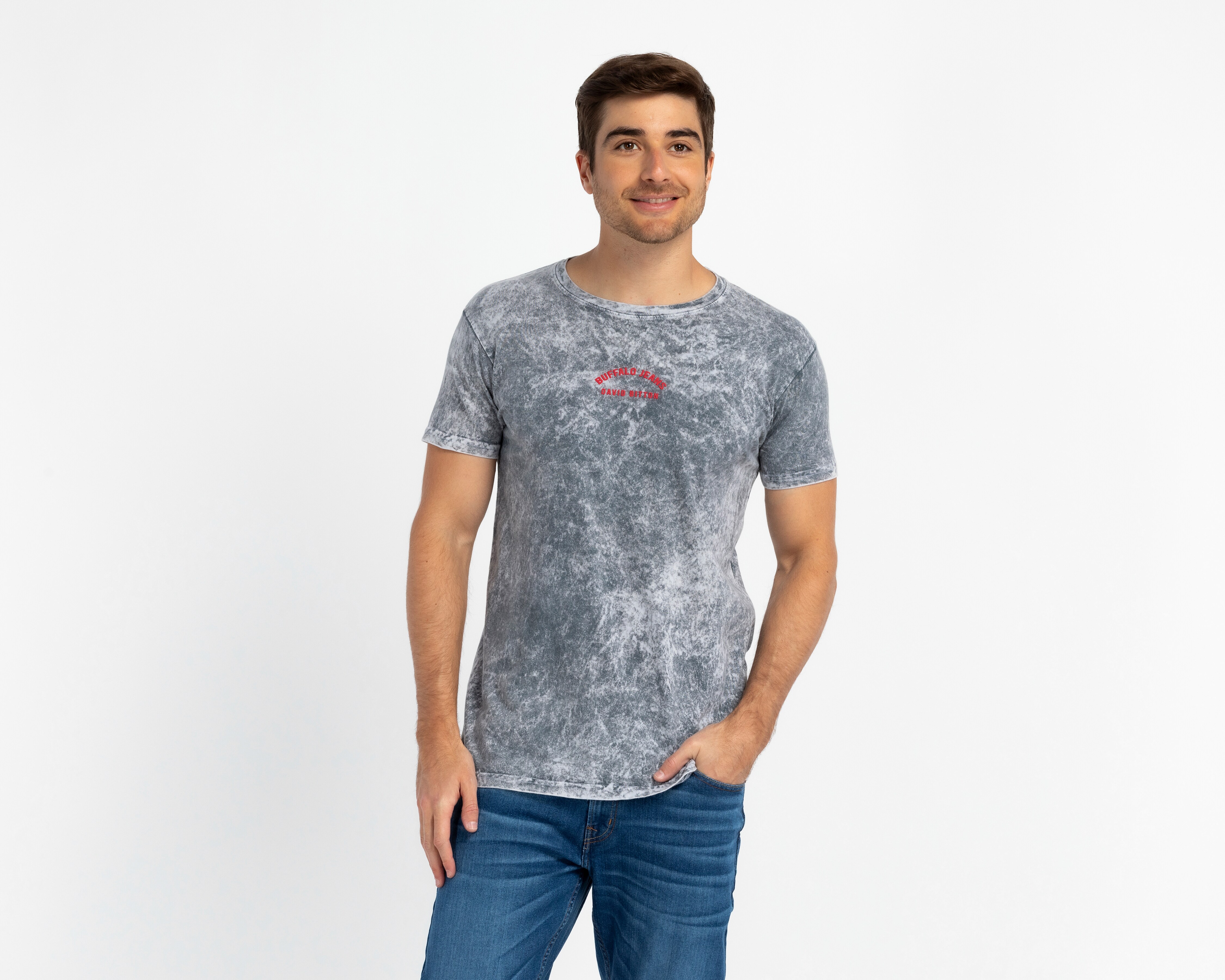 Playera de Cuello Redondo Gris Buffalo David Bitton para Hombre ...